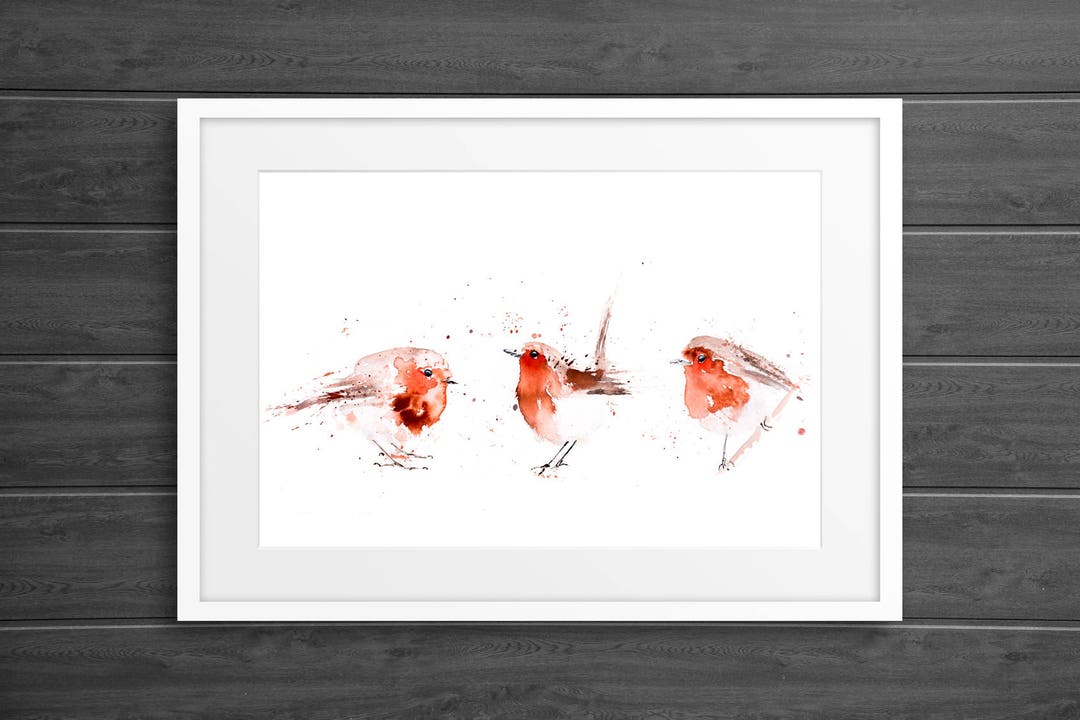 Robin Painting 3 Fat Robin Red Breasts Hand Signed Limited - Etsy