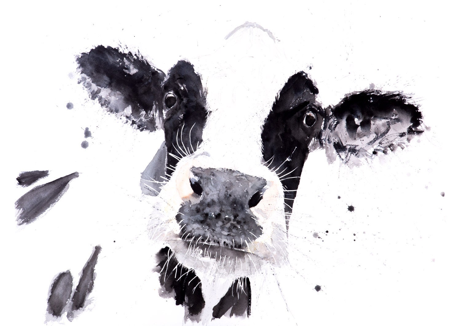 Cow Canvas Print- Hand signed Abstract Wall Art - Cow Watercolour ...