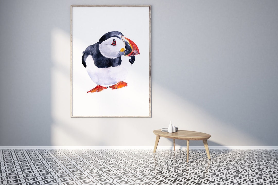 Puffin Painting Puffin Watercolour - Puffin Wall Art - Hand Signed ...