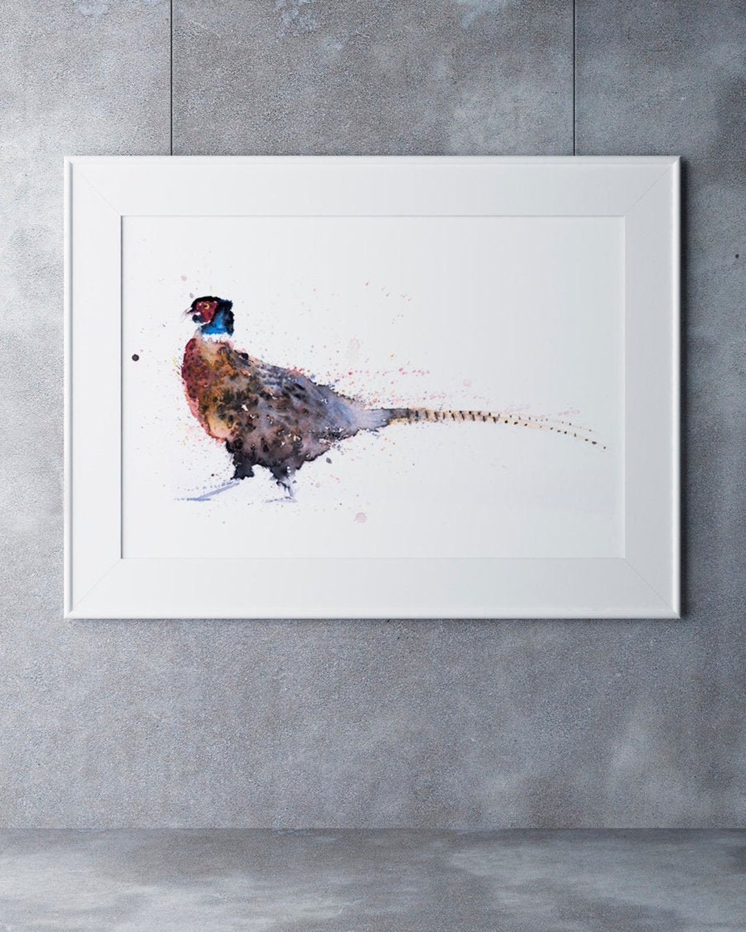 Pheasant Watercolour Painting, Modern Bird Wall Decor, Limited Edition ...