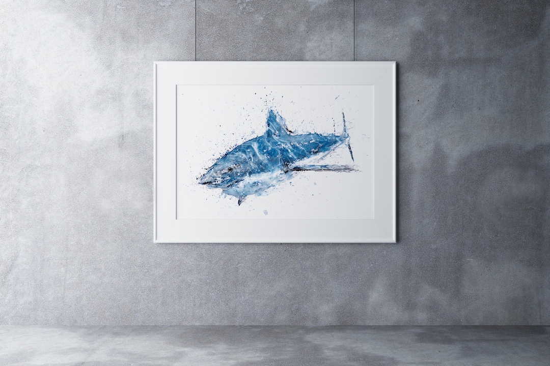 Shark Watercolour Print | Limited Edition Great White Art - Etsy