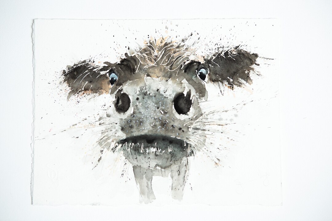 Original Highland Cow Watercolor Painting, "boo" by Syman Kaye - Etsy