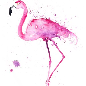 Flamingo Pair Print - Signed Limited Edition Prints of My Original Abstract Watercolour Painting ...
