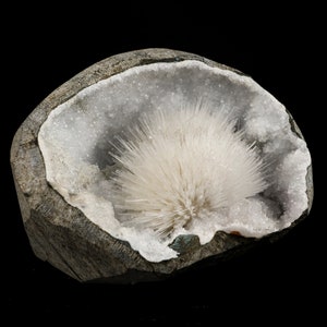 Scolecite Spray Inside MM Quartz Geode Natural Mineral Specimen # B ...