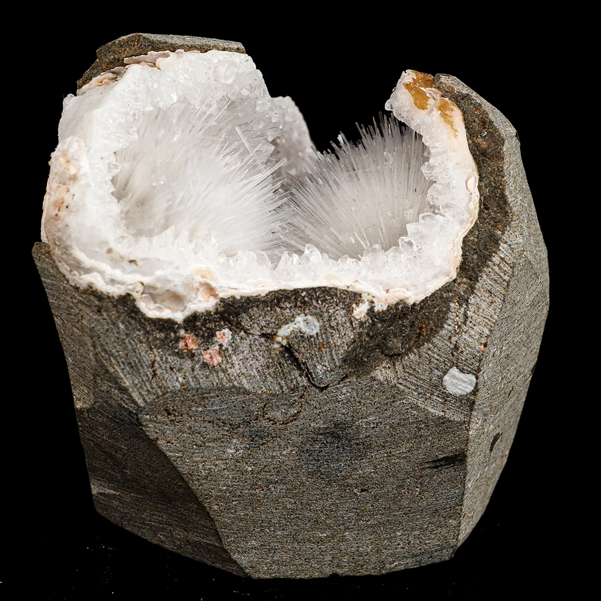 Scolecite Spray Inside MM Quartz Geode Natural Mineral Specimen # B ...