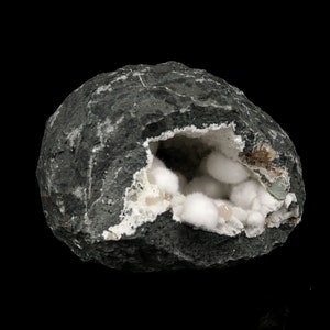 Okenite Big Puffballs Inside Gyrolite Geode Natural Mineral Specimen ...