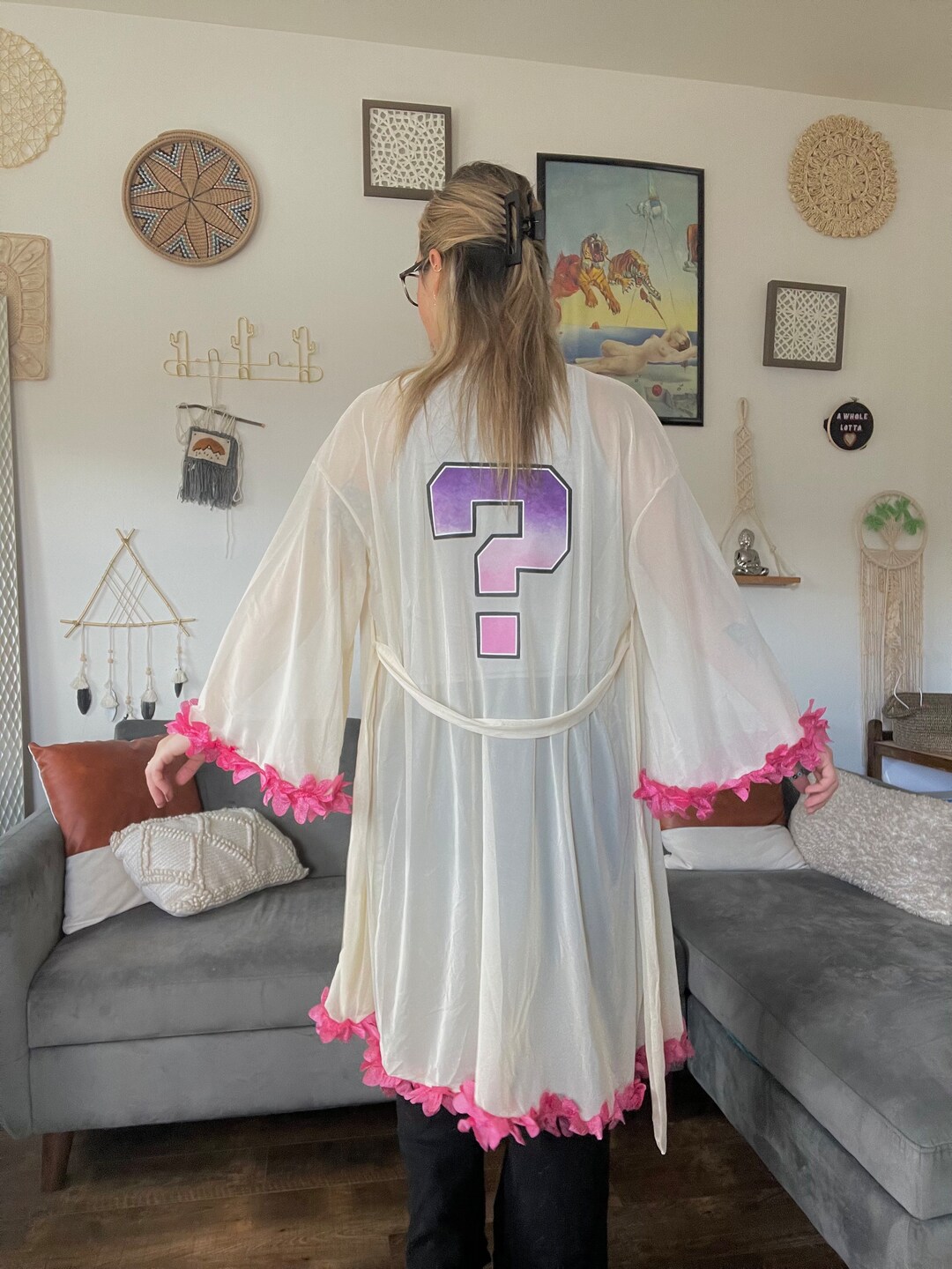 Tipper Floral Trim Sheer Kimono Robe Duster - Etsy