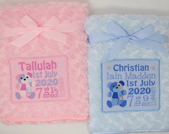 Personalised Embroidered Soft Baby Blanket With Name - Etsy UK