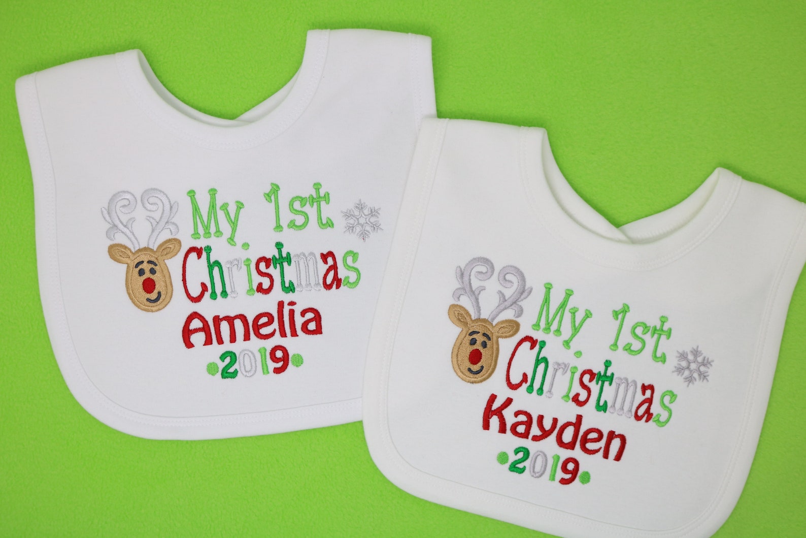 Personalised First 1st 2nd or Merry Christmas Baby Bib With - Etsy UK