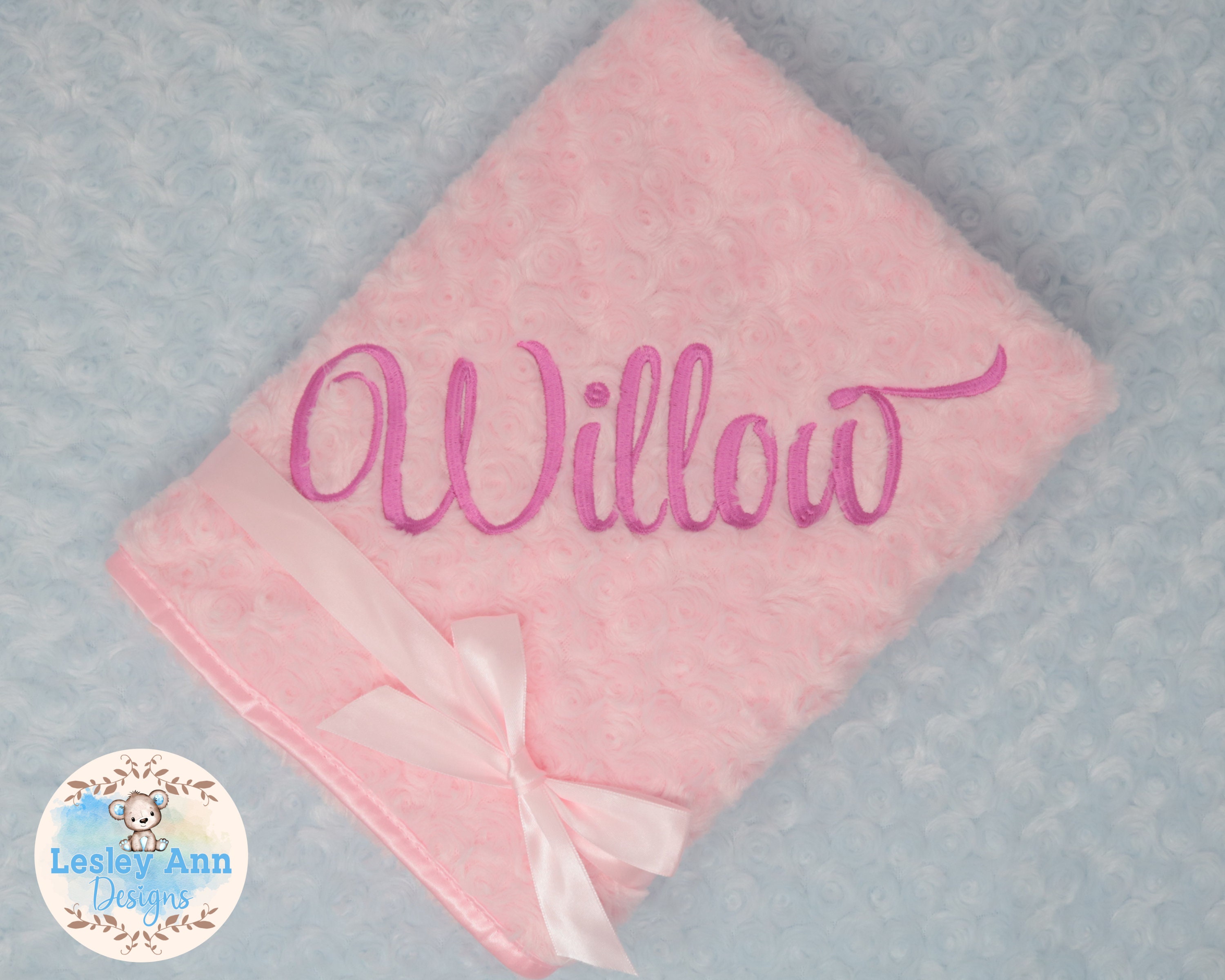 Personalised Embroidered Soft Baby Blanket With Name, Beautiful Script ...