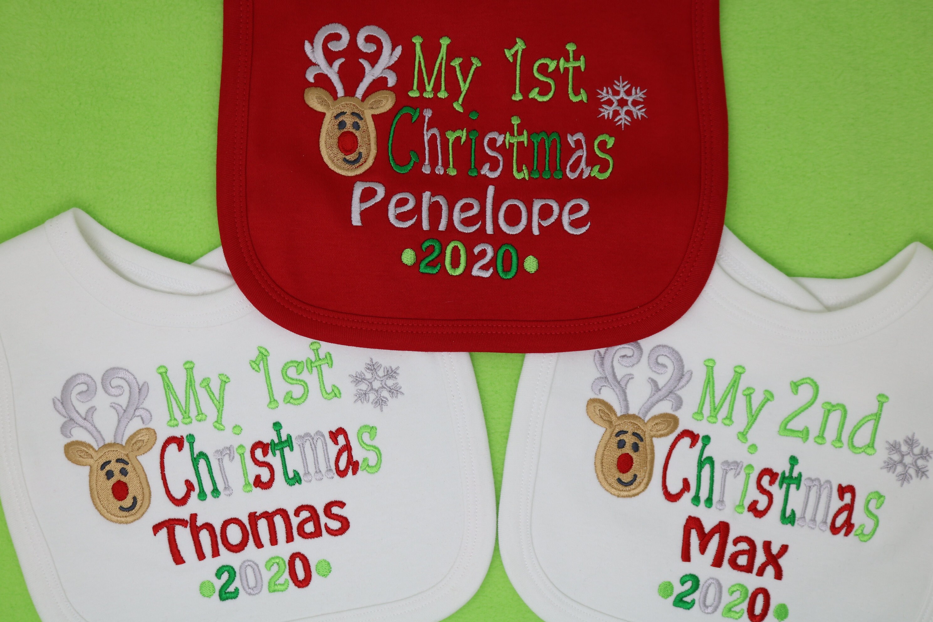 Personalised First 1st 2nd or Merry Christmas Baby Bib With - Etsy UK