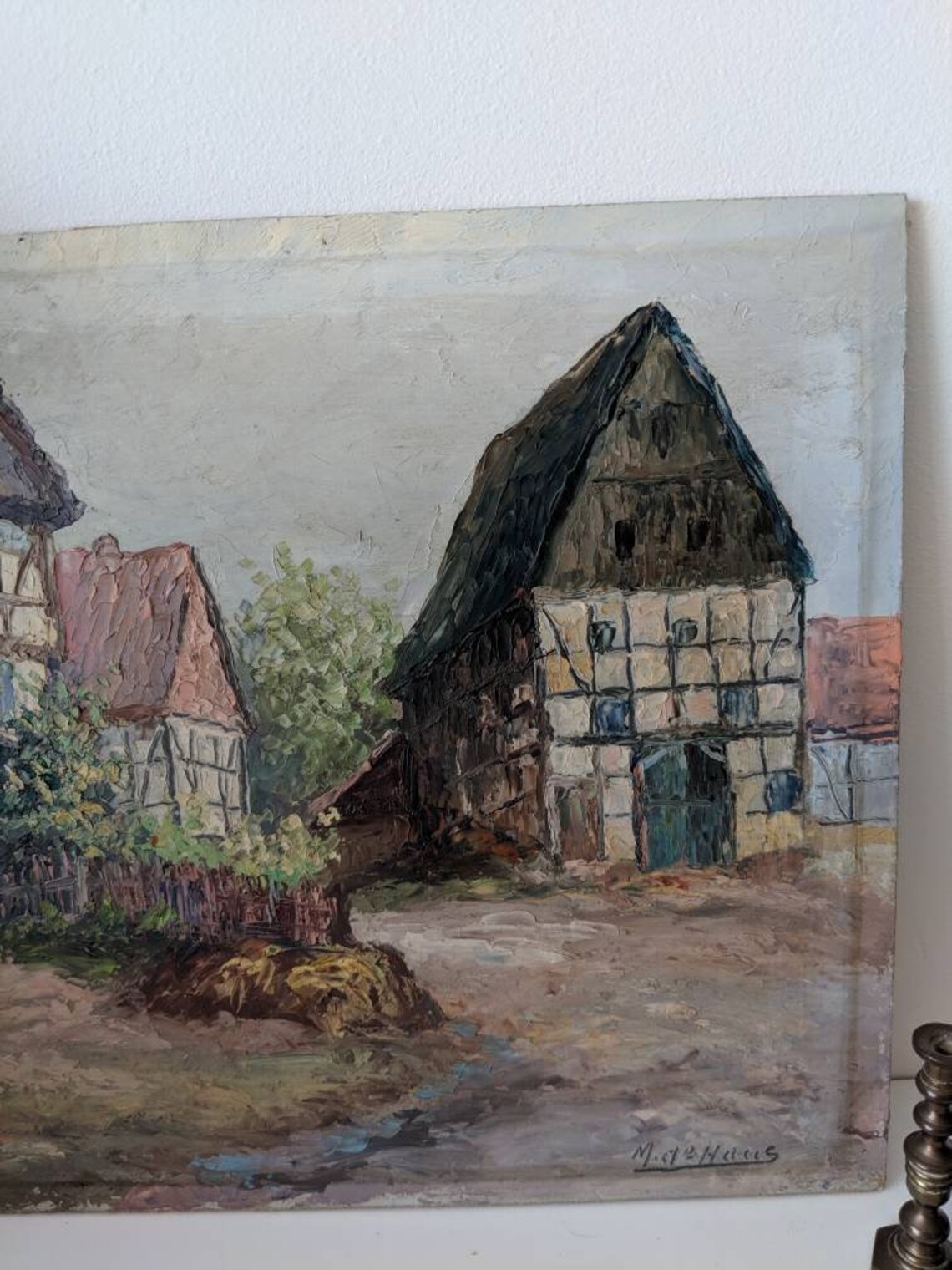Vintage Oil Painting on a Board German Village Scene Colonge - Etsy