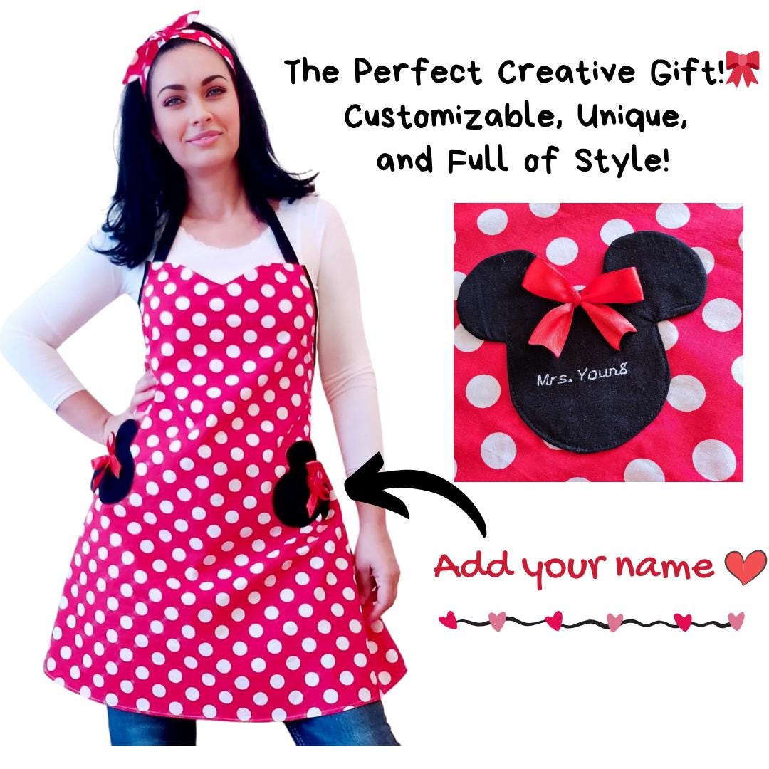 Minnie Mouse Apron, Creative Apron Woman Matching Aprons Couple, Mom ...