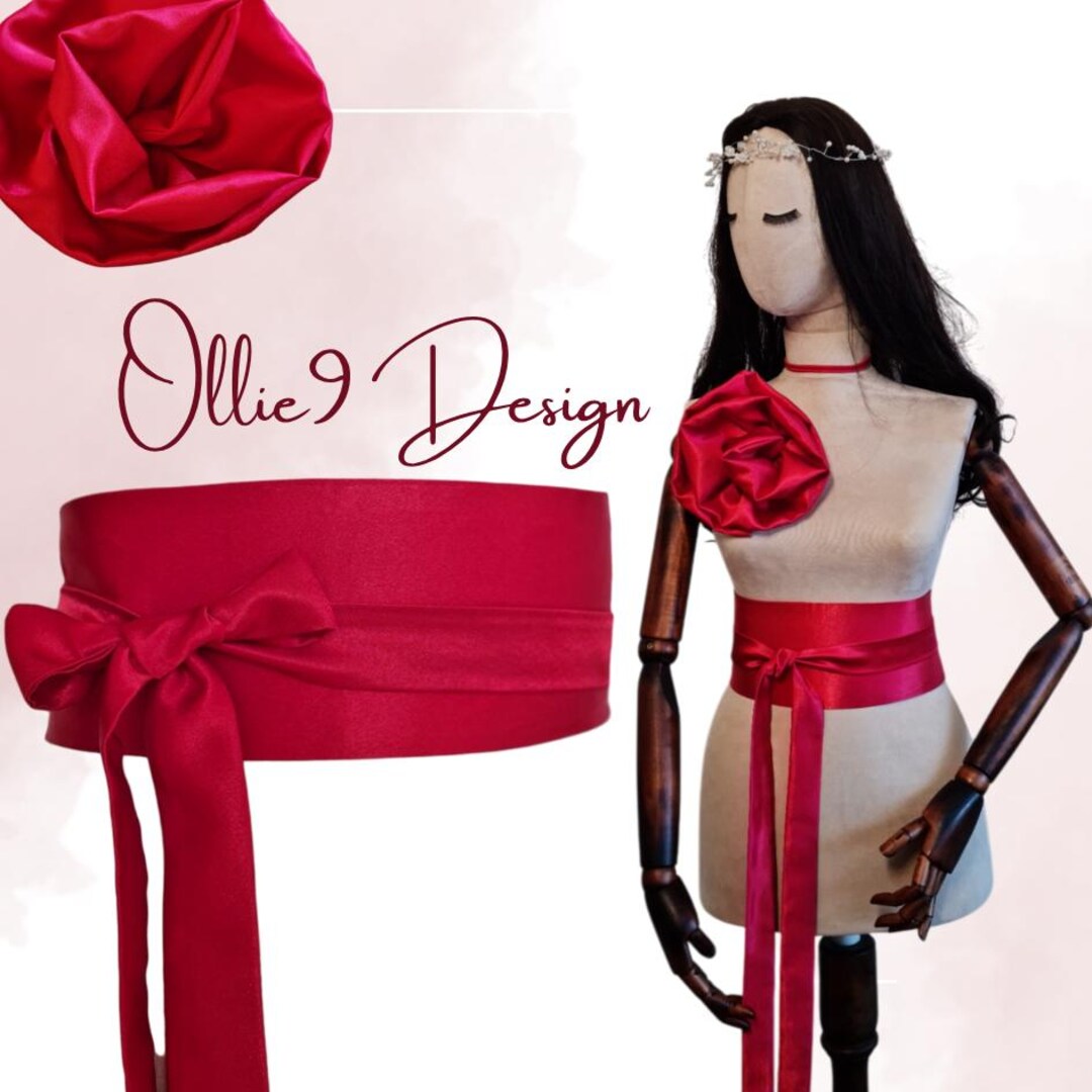 Red Satin Belt Wedding Dress Sash Custom Size Formal Dress Sash Red ...