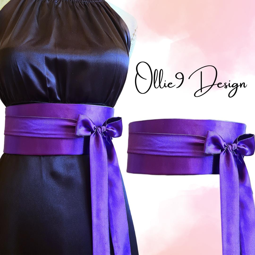 Violet Satin Belt Wedding Dress Sash Custom Size Formal Dress Sash ...