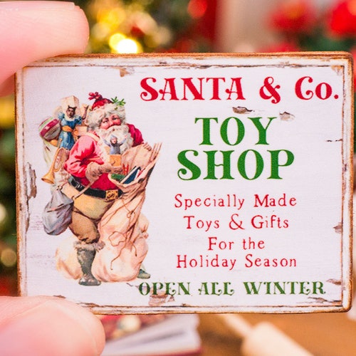 Made to Order Dollhouse Miniature Santa & Co. Toy Shop Sign - Etsy