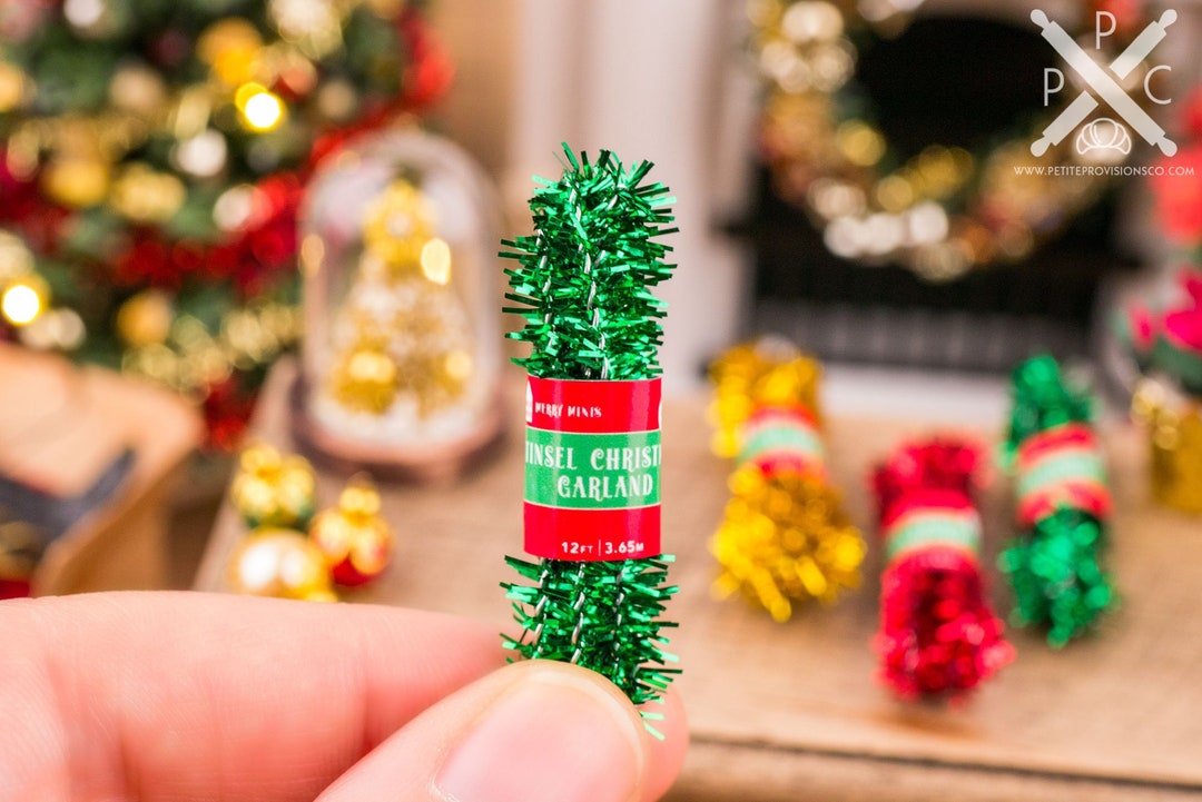 Made to Order Dollhouse Miniature Red Green Gold Christmas Tinsel ...