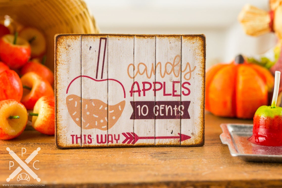 Made to Order Dollhouse Miniature Candy Apples Sign | Etsy