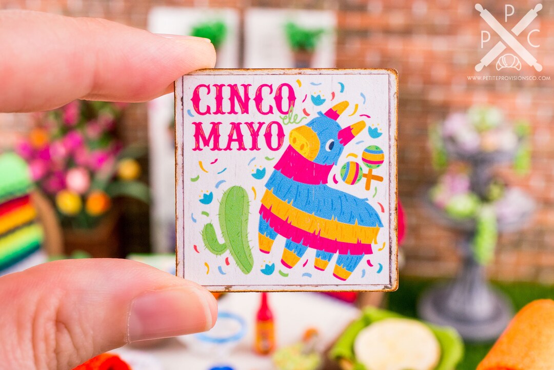 Dollhouse Miniature Cinco De Mayo Piñata Sign Decorative Cinco De Mayo ...