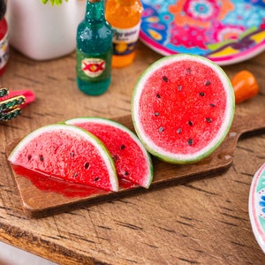 Dollhouse Miniature Juicy Watermelon Slices on Board 1:12 Dollhouse ...