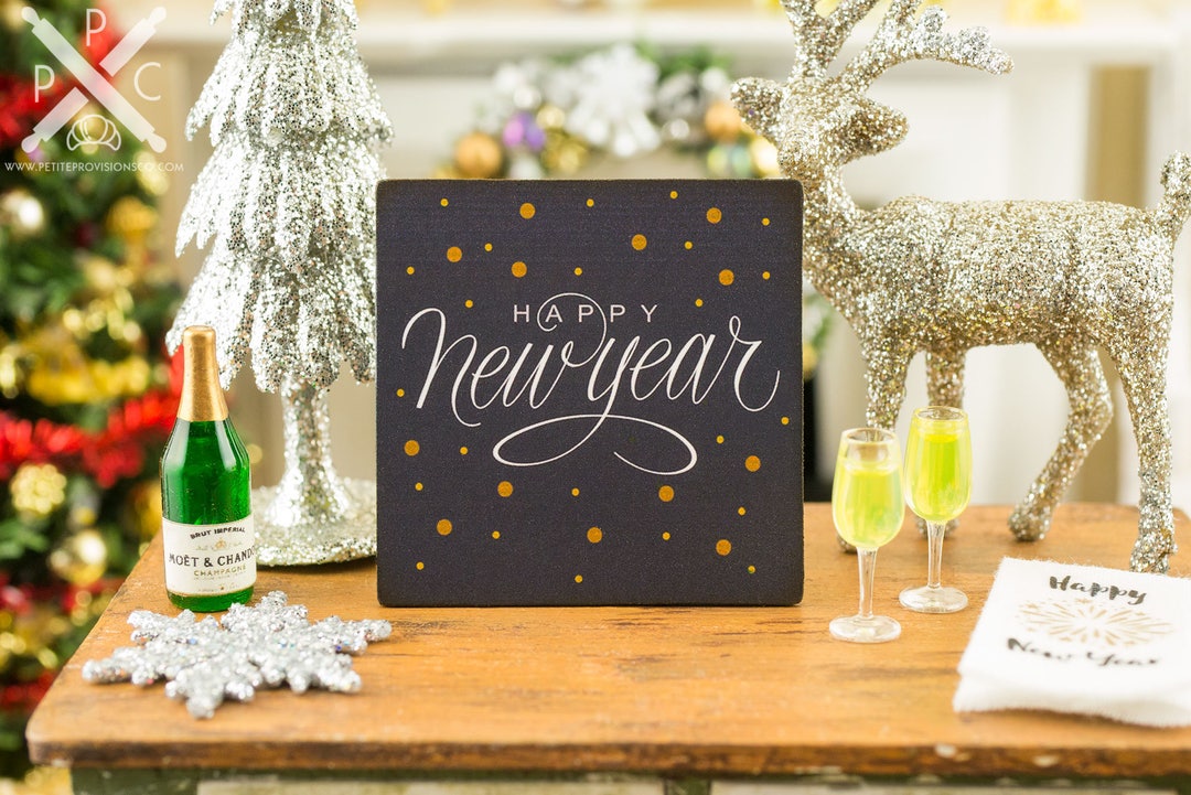 Made to Order Dollhouse Miniature Happy New Year Sparkle Sign ...