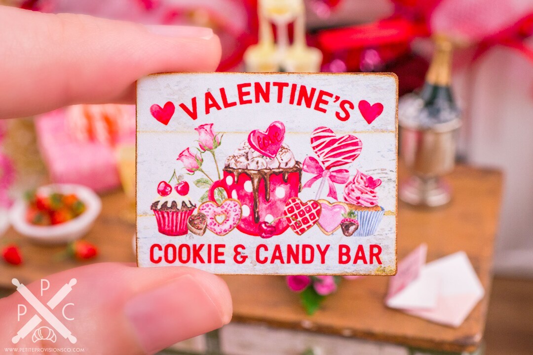 Made To Order Dollhouse Miniature Valentines Cookie And Candy Bar