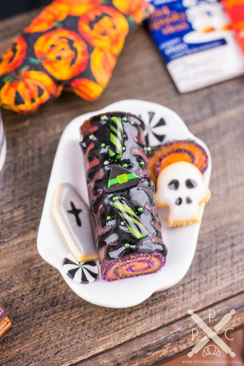 Dollhouse Miniature Bewitching Marbled Halloween Swiss Roll - Etsy