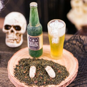 Dollhouse Miniature Witchs Brew Potion Beer and Finger Food Set 1:12 ...