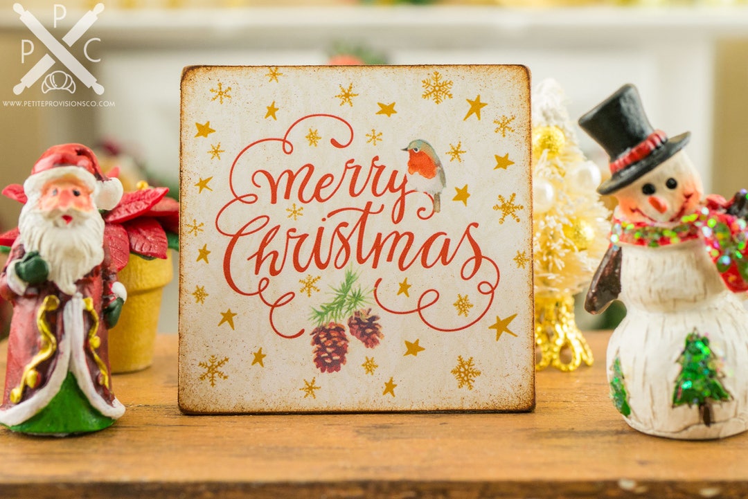 Made to Order Dollhouse Miniature Merry Christmas Robin Sign - Etsy