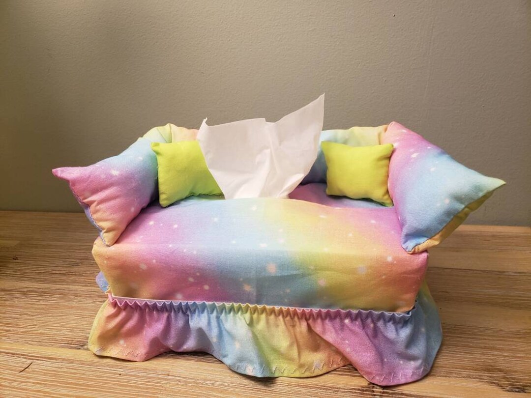 Pastel Rainbow Couch Tissue Box Cover - Etsy
