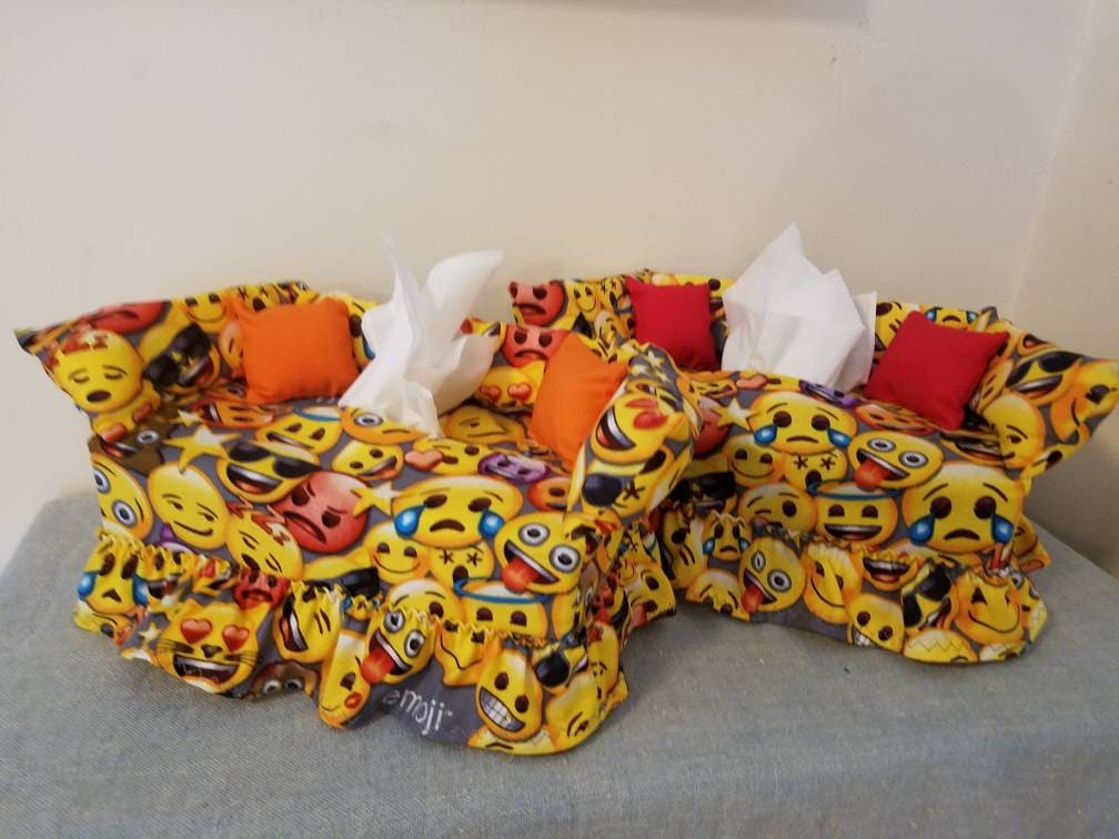 Emoticon Emoji Couch Tissue Box Cover | Etsy