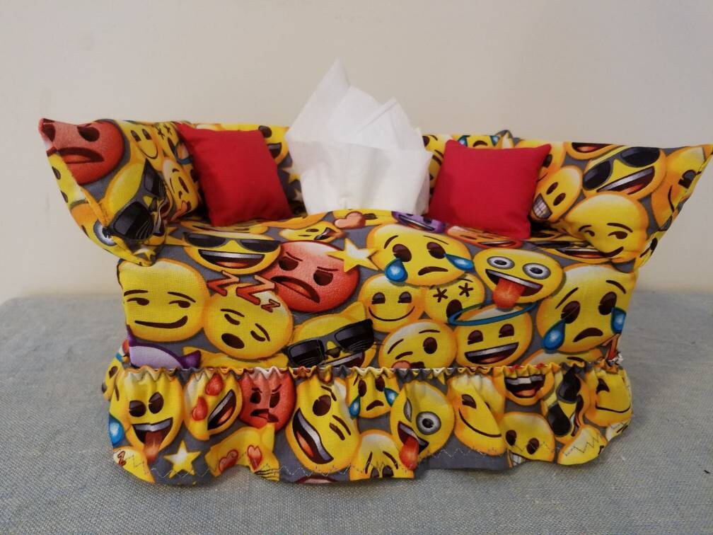 Emoticon Emoji Couch Tissue Box Cover | Etsy