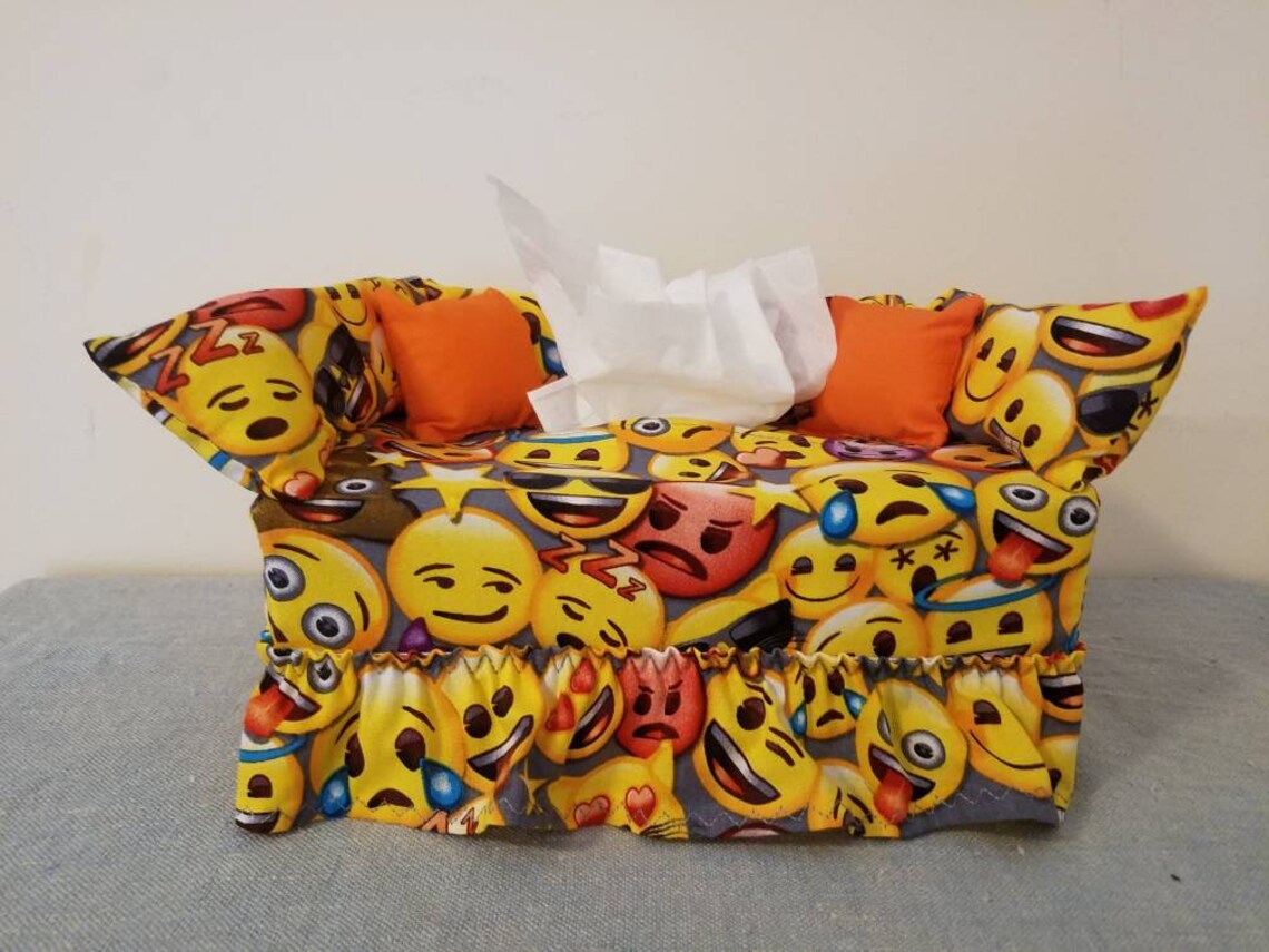 Emoticon Emoji Couch Tissue Box Cover | Etsy