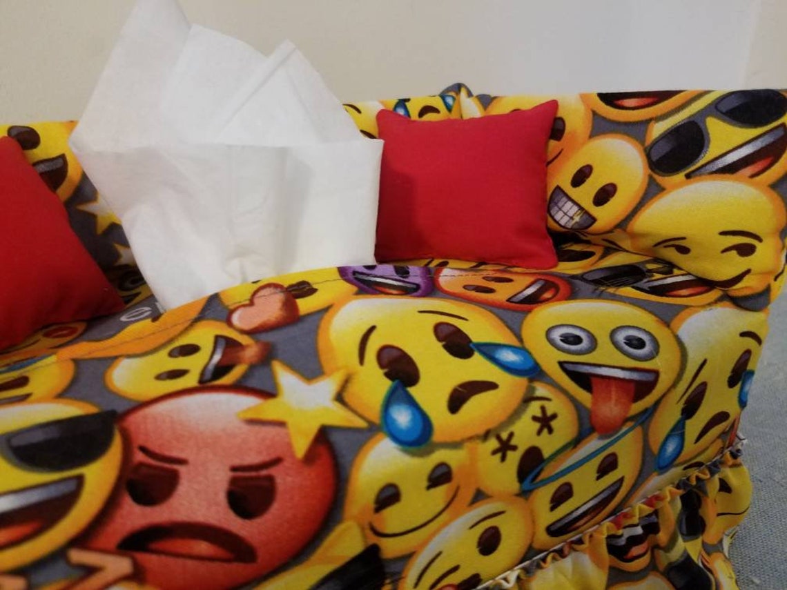 Emoticon Emoji Couch Tissue Box Cover | Etsy