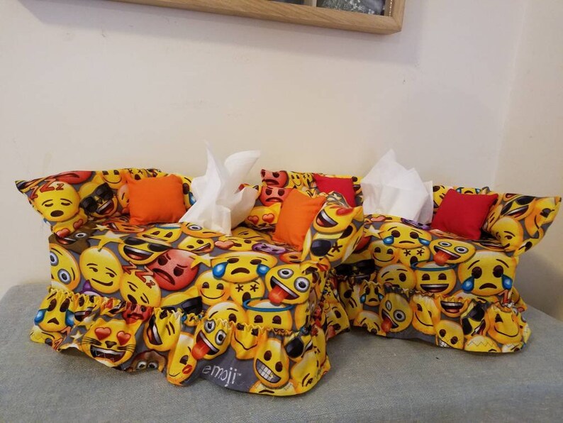 Emoticon Emoji Couch Tissue Box Cover | Etsy