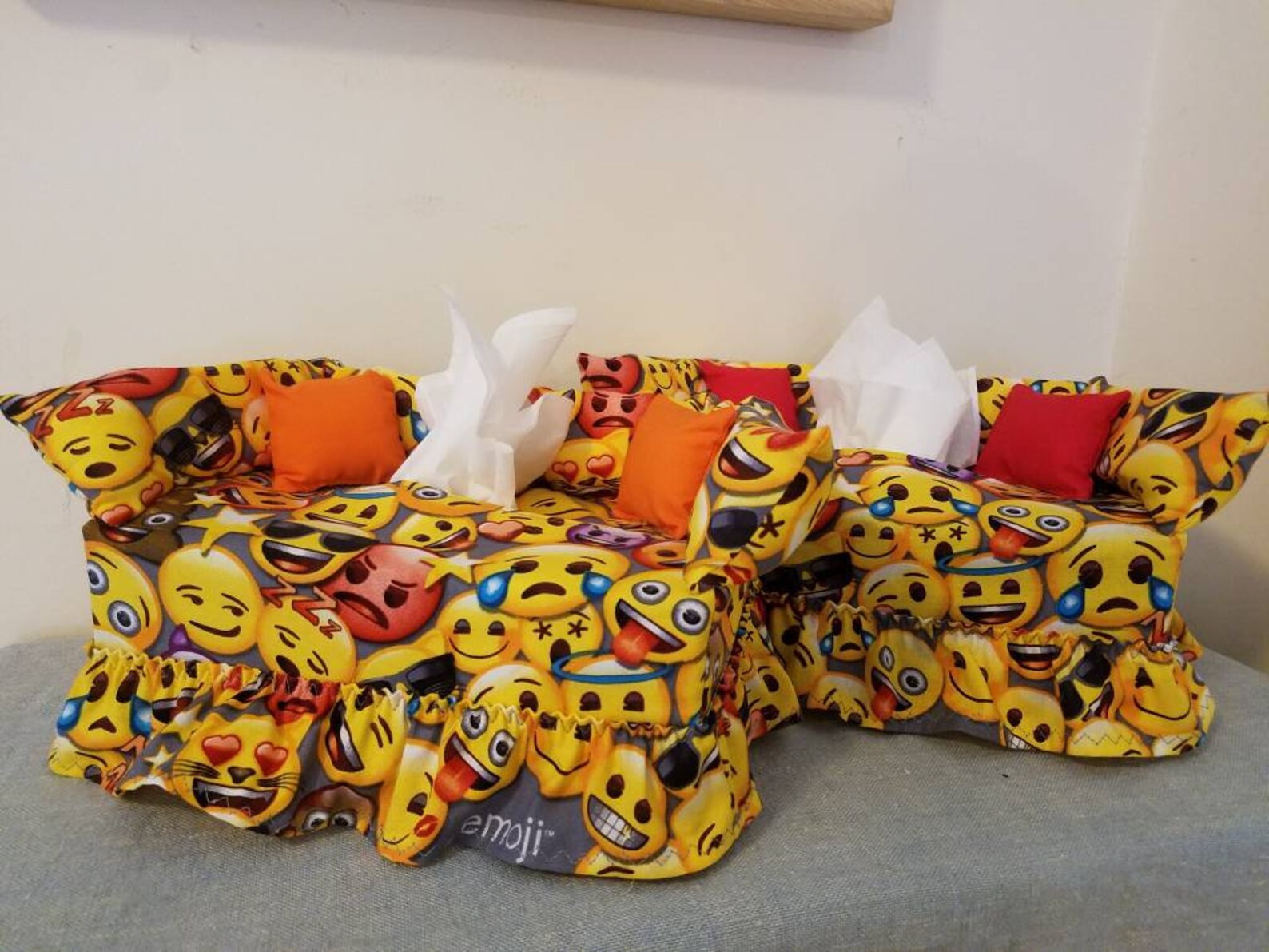 Emoticon Emoji Couch Tissue Box Cover | Etsy