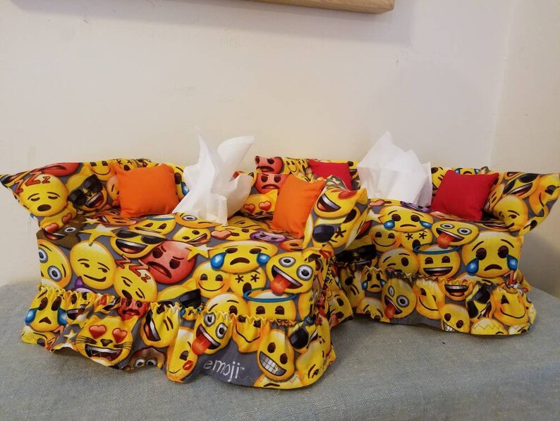 Emoticon Emoji Couch Tissue Box Cover | Etsy