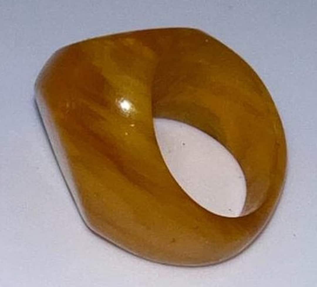 Beautiful Yellow Swirl Bakelite Bubble Dome Ring - Etsy