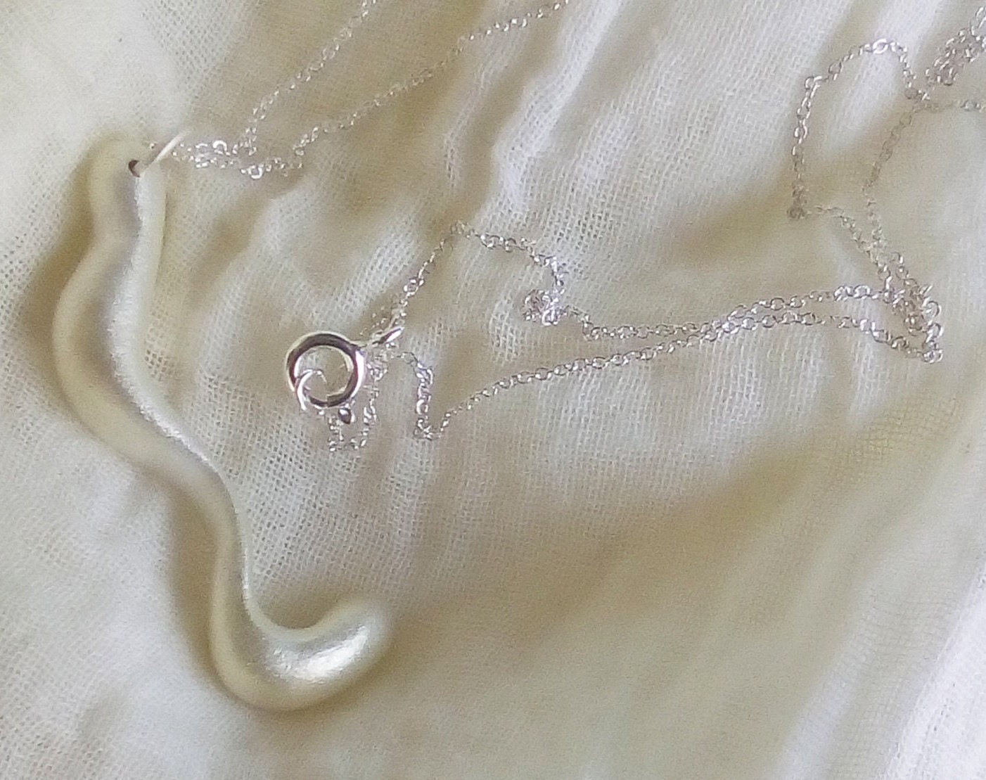 Abstract Line, a Handmade Necklace, Silver Jewelery With Curved Surface ...