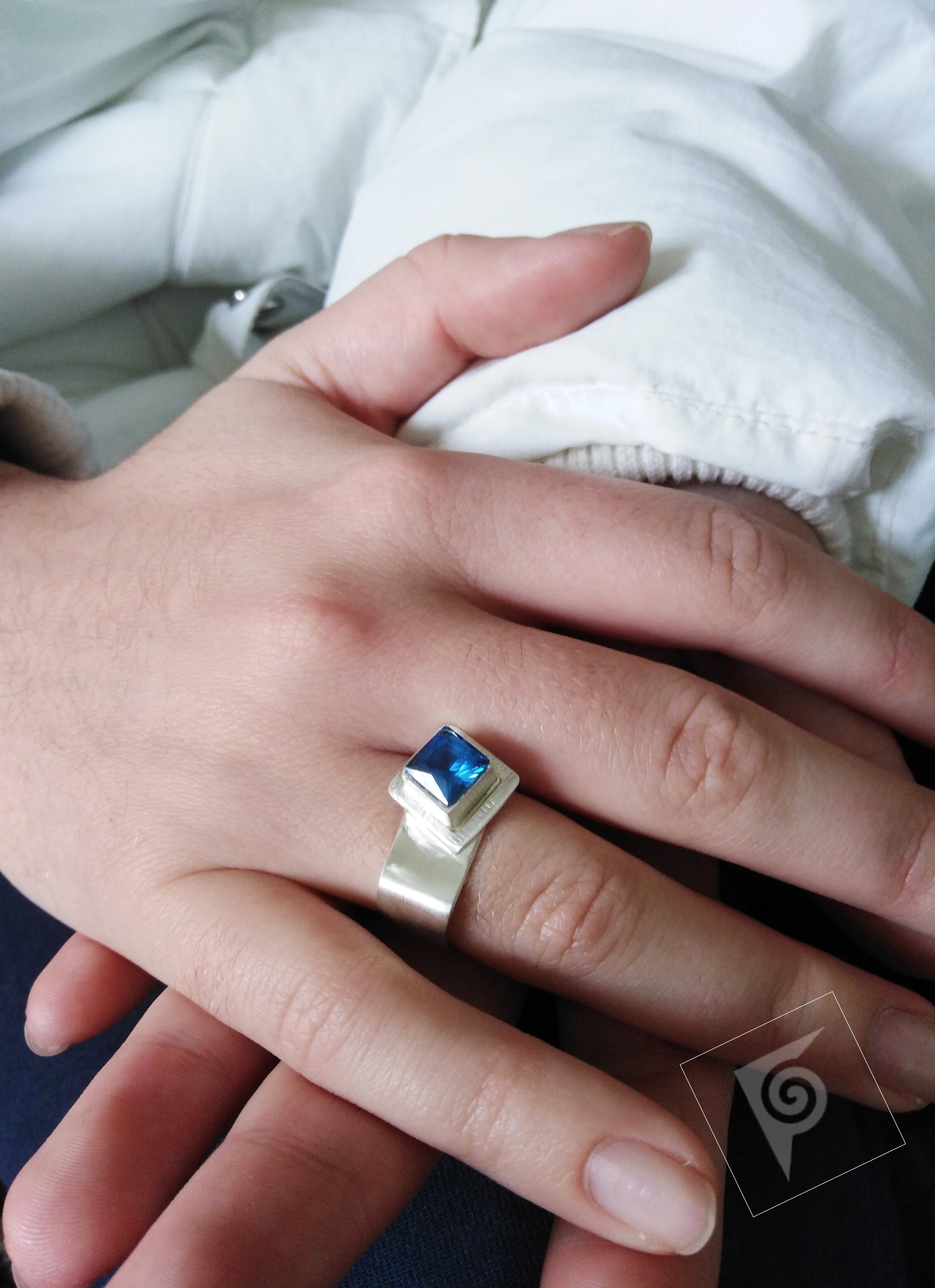 Sterling Silver Square Ring, Handmade Modernist Design Adjustable Ring ...