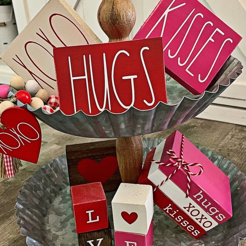 Valentines Day Tiered Tray Decor Set//rae Dunn Inspired - Etsy
