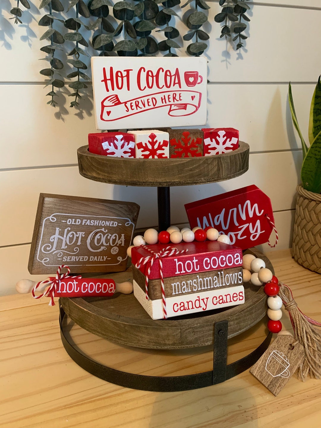 Hot Cocoa Tiered Tray Decor Set//christmas Tiered Tray Set//hot Cocoa ...
