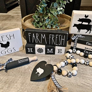 Black and White Farmhouse Tiered Tray Decor Set//farmhouse Decor// Rae ...