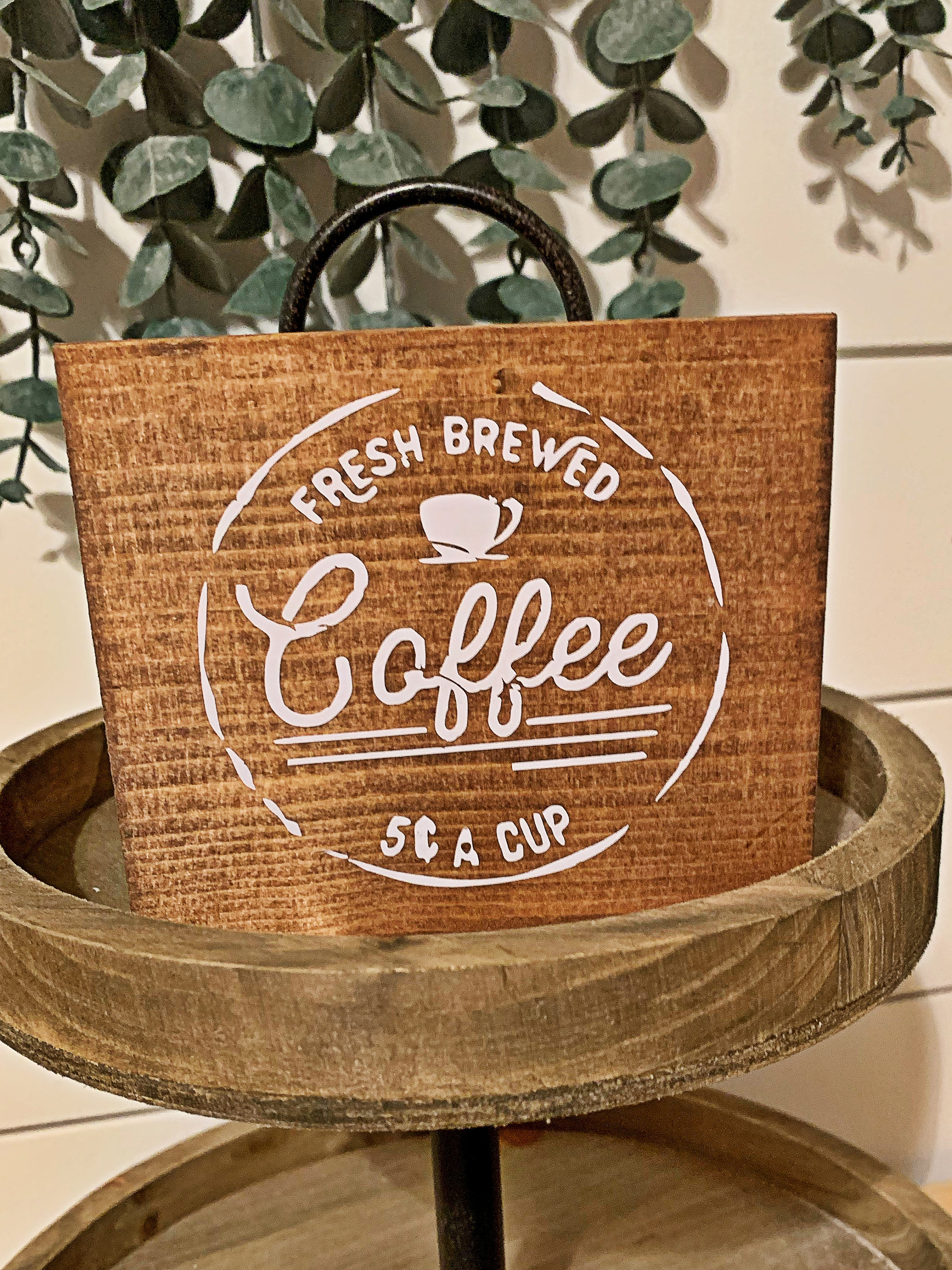 Coffee Tiered Tray Set//rustic Tiered Tray Decor//coffee Lover - Etsy