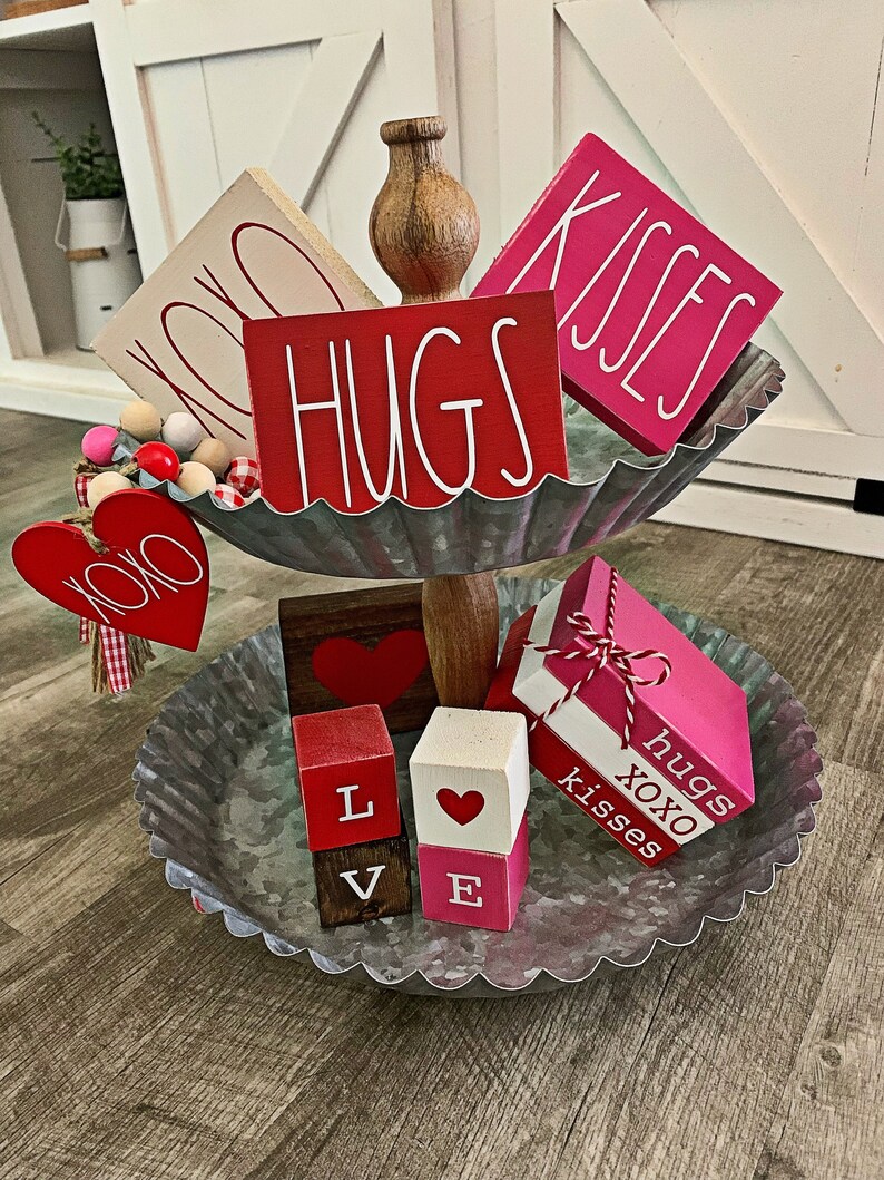Valentines Day Tiered Tray Decor Set//rae Dunn Inspired - Etsy