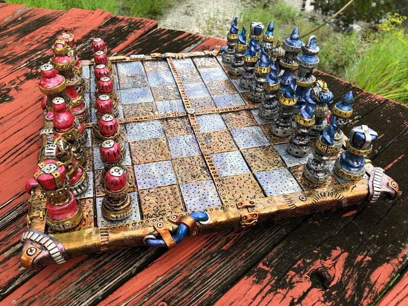 Fire Unicorn & Ice Dragon Steampunk Chess Set - Etsy