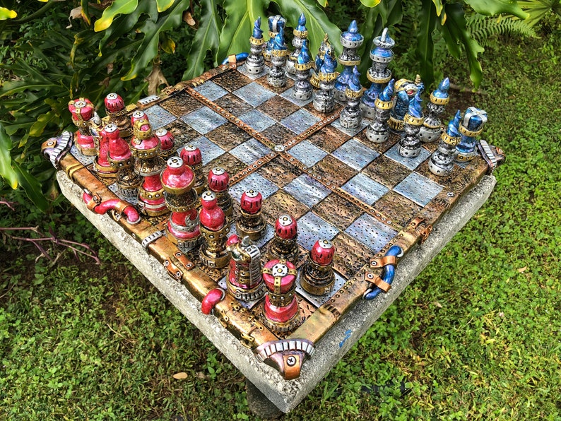 Fire Unicorn & Ice Dragon Steampunk Chess Set - Etsy