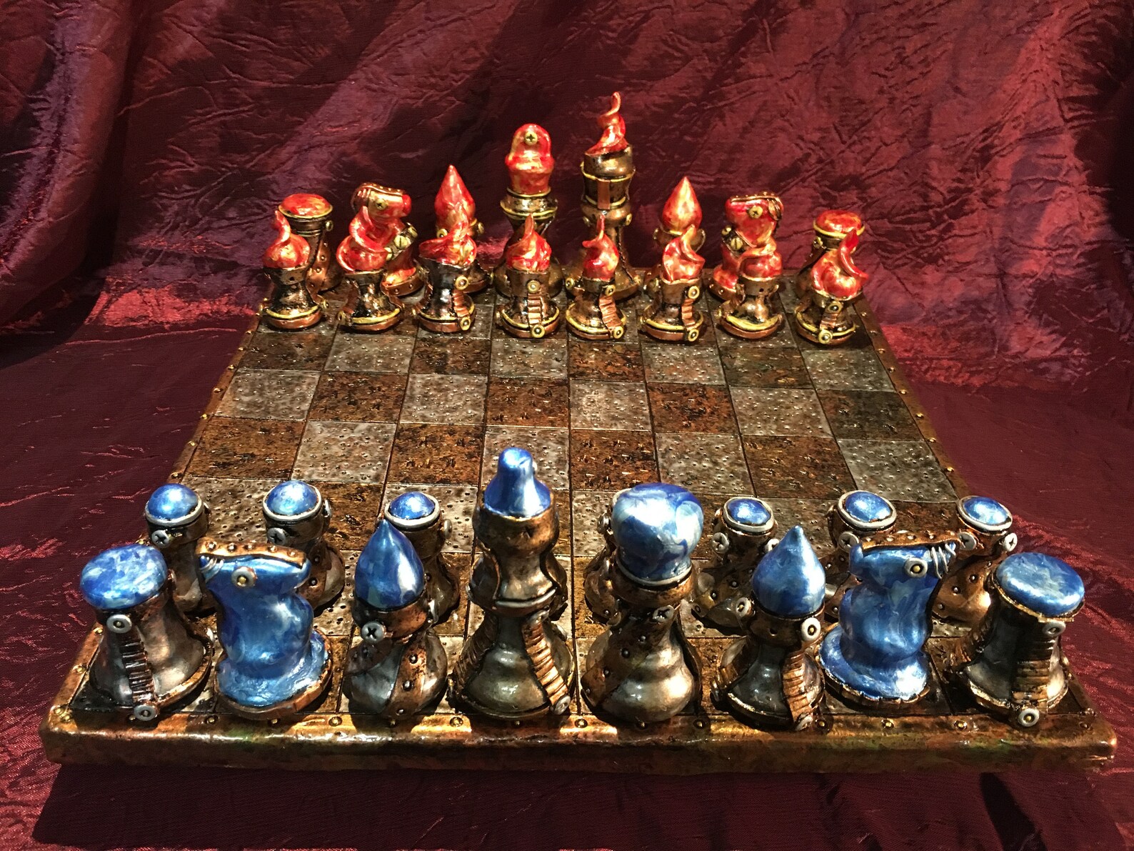 Simple Fire & Ice Steampunk Chess Set - Etsy