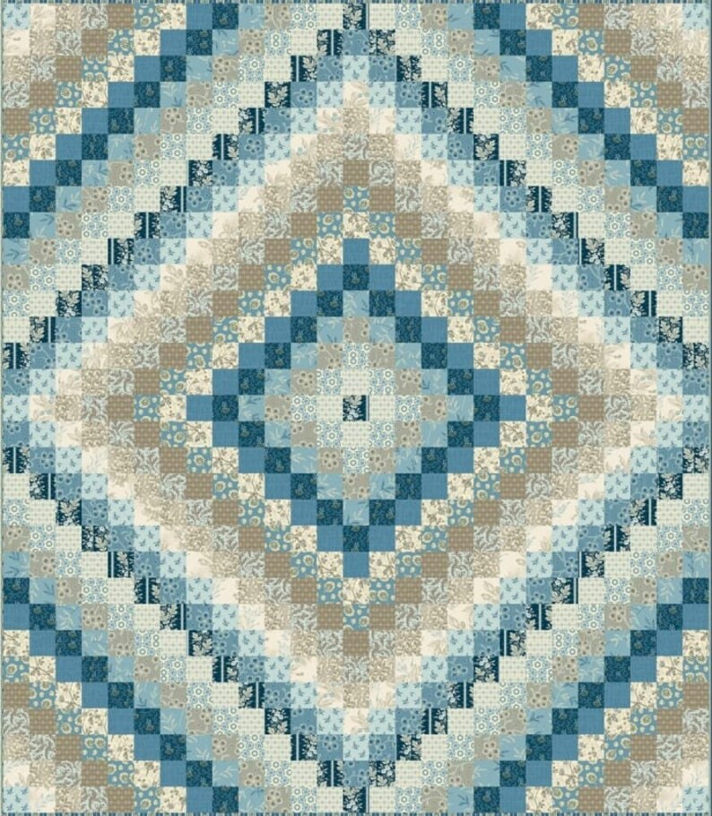 Trip Around the World Cocoa Blue of Laundry Basket Quilts Kit by Edyta ...