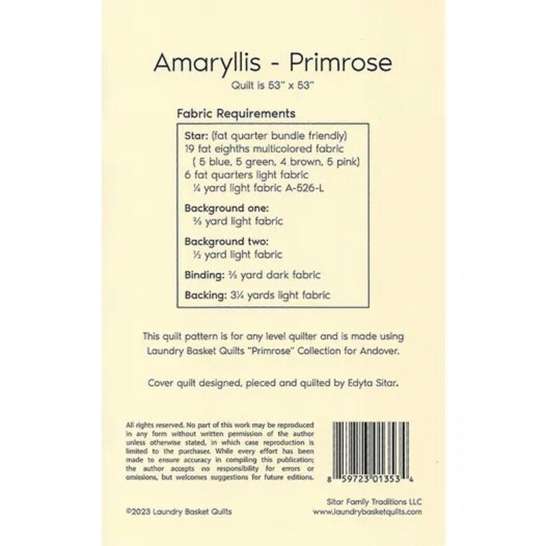Amaryllis Primrose Quilt Kit by Edyta Sitar of Laundry Basket Quilts ...